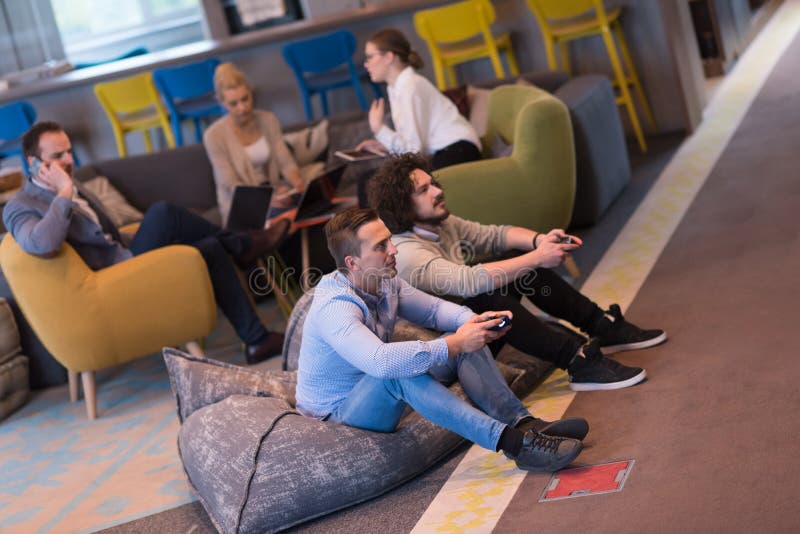 Startup Office Workers Playing Computer Games Stock Photo - Image of ...