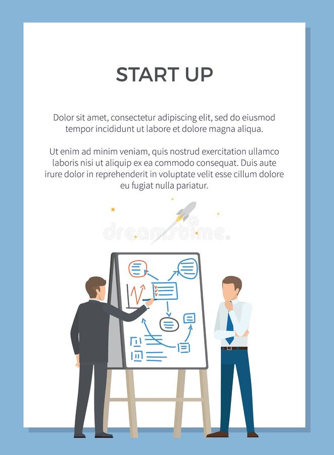 Startup Poster with Business People Men and Women Stock Vector ...