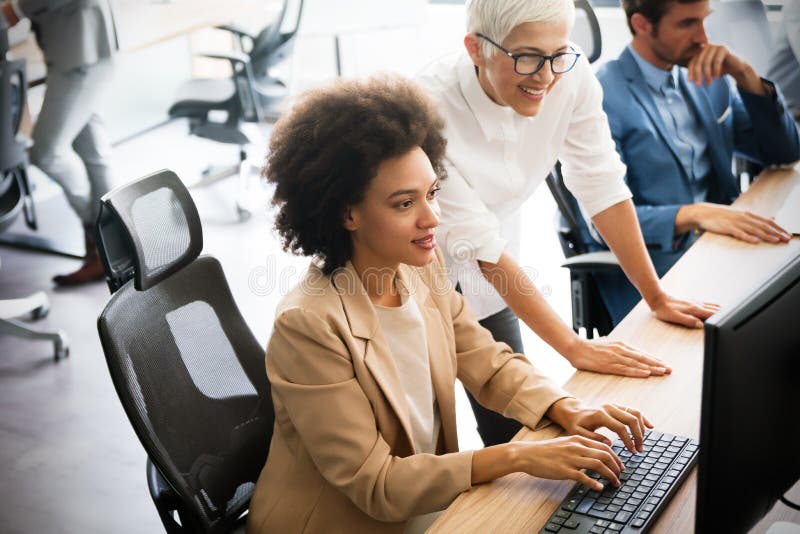 Startup Programmer People Group Working Everyday Job at Modern Office ...