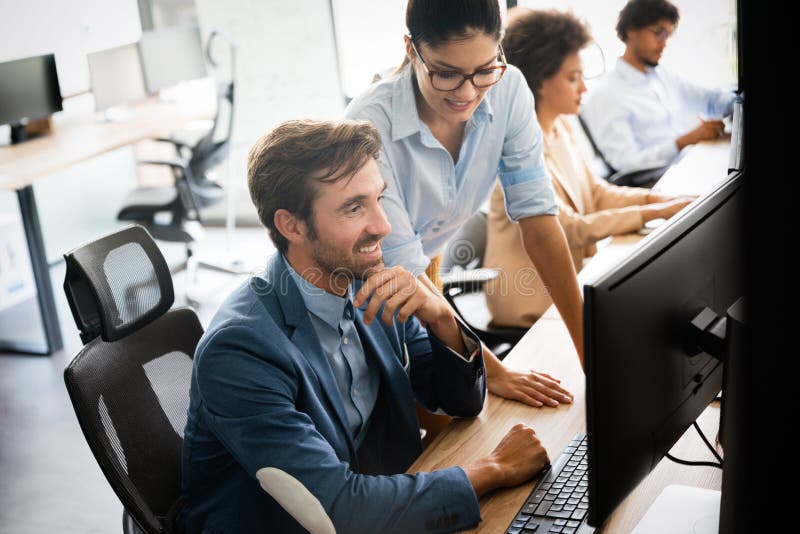 Startup Programmer People Group Working Everyday Job at Modern Office ...