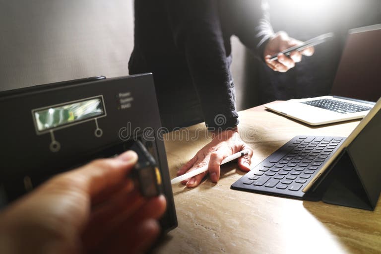 StartUp Programming Team. Website Designer Working Digital Table Stock ...