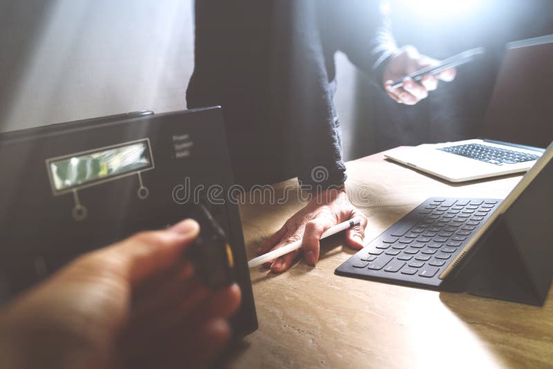 StartUp Programming Team. Website Designer Working Digital Table Stock ...