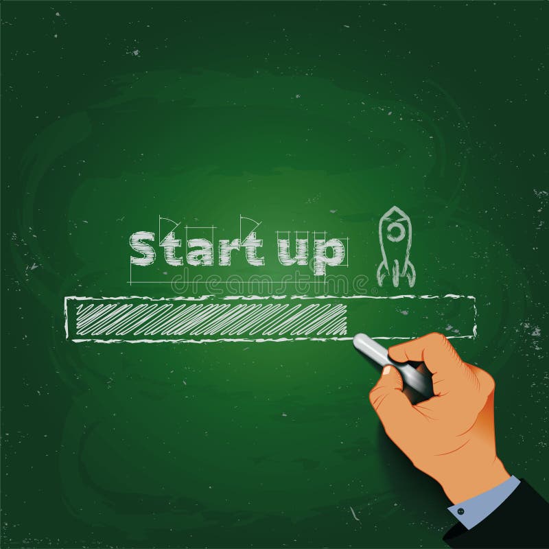 Startup Progress Bar 3d Hand on the Blackboard with Chalk Stock ...