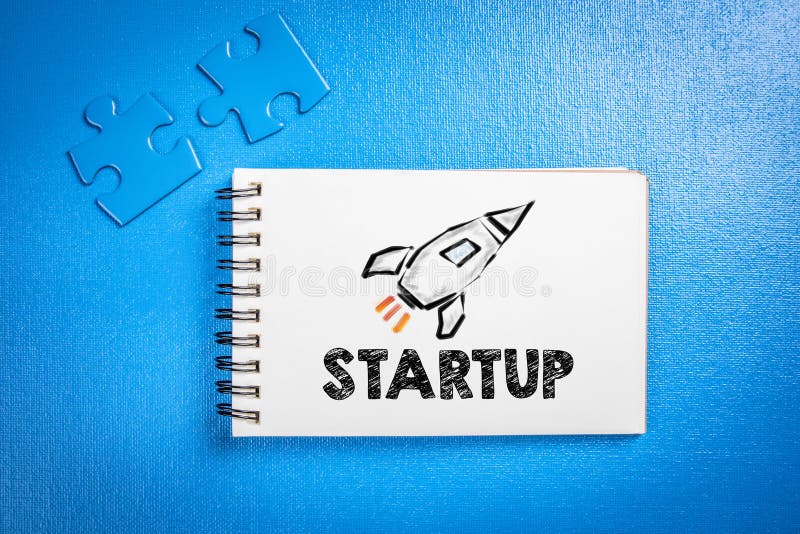 Startup in Progress Concept. Abstract Blue Office Desk Stock Image ...