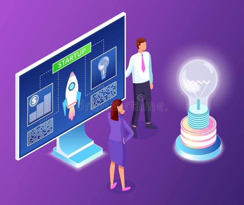 Startup Project at Screen of Computer, New Idea, Thoughtful Worker ...