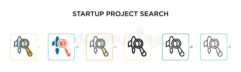 Startup Project Search Vector Icon in 6 Different Modern Styles. Black ...