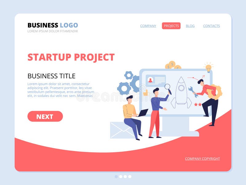 Startup Project Website Landing Page Vector Template Stock Vector ...