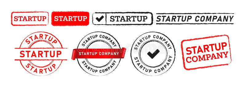 Startup Rectangle and Circle Rubber Stamp Label Sticker Sign for Launch ...