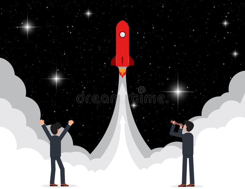 Startup Rocket Concept, Business Startup Work Moments. New Business or ...