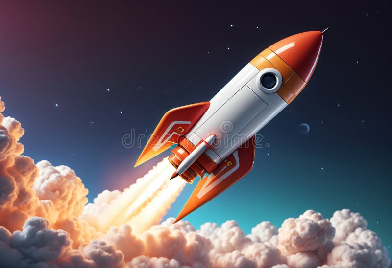 Startup Rocket, Innovation and Creativity Concept. Generative AI Stock ...