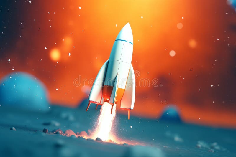 Startup Rocket in Space. Generate Ai Stock Illustration - Illustration ...