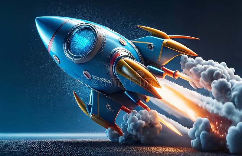 A Startup, a Rocket Taking Off into Space. Stock Illustration ...