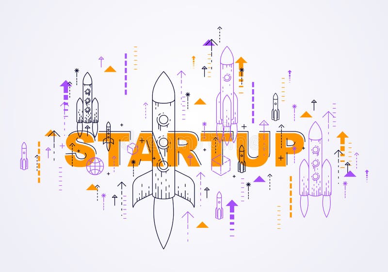 Startup Rockets Take Off, Space Rockets Flying Start Up Business Concept. Stock Vector ...