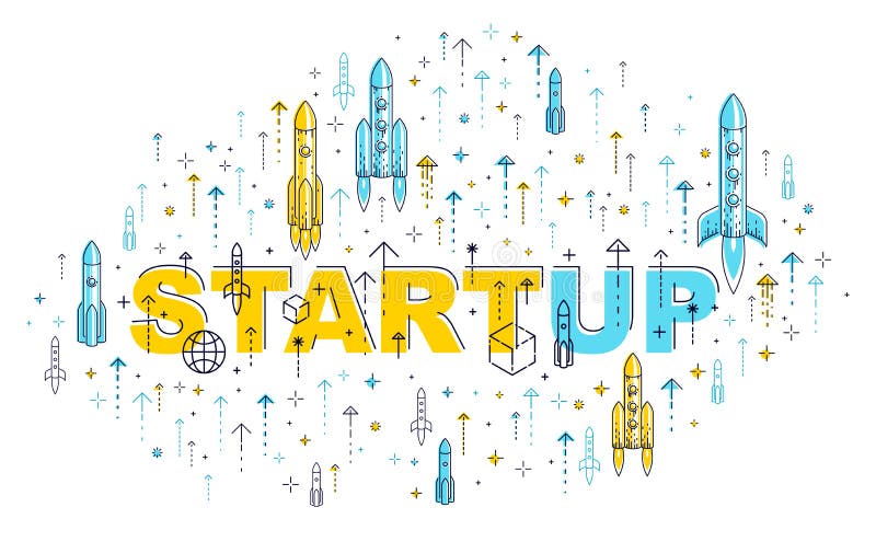 Startup Rockets Take Off, Space Rockets Flying Start Up Business ...