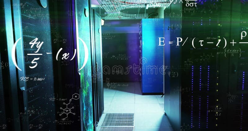 Upon Startup Server Rack Corridor Showing Floating Equations ...