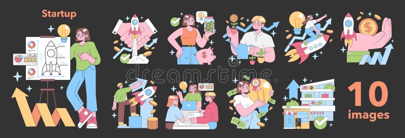 Startup Set. Flat Vector Illustration Stock Vector - Illustration of ...