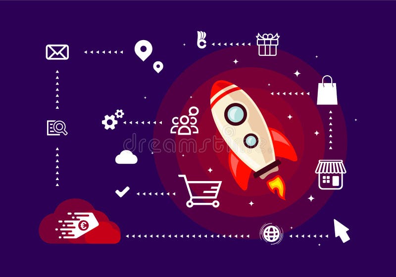 Startup Simple Rocket Web Design, Responsive Web Design Flat Vector ...