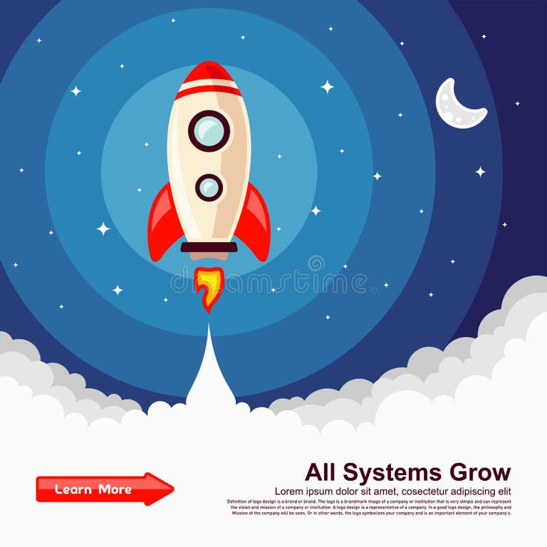 Startup Simple Rocket Web Design, Responsive Web Design Flat Vector, Design Technology Template ...