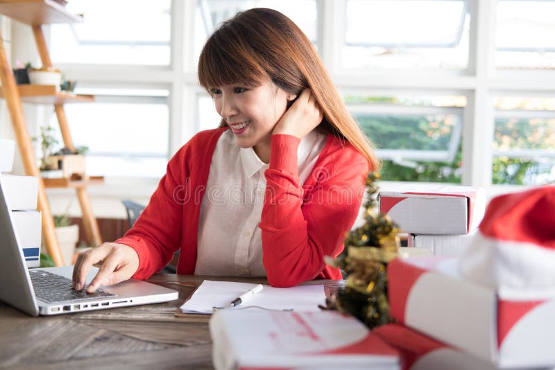 Startup Small Business Owner Working with Computer at Workplace. Stock ...