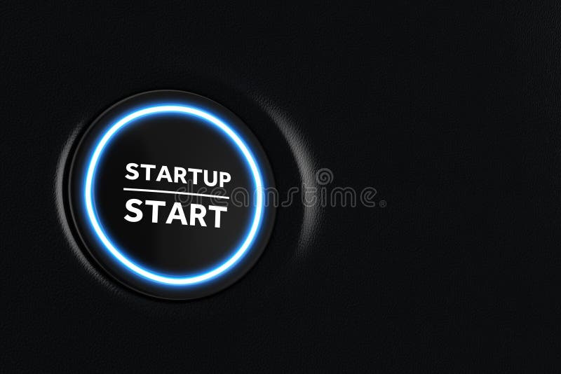 Startup Start Car Engine Button on a Modern Car Dashboard Interior. 3d ...