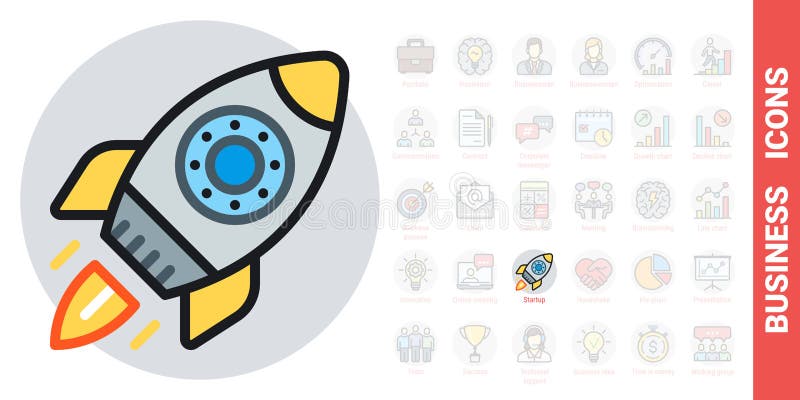 Startup or Start-up Launch Icon. a Rocket with a Jet Engine Takes Off ...