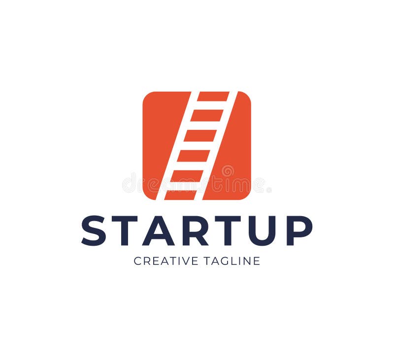 Startup Step Stairs Ladder Logo Design Vector. Square with Stairs in ...