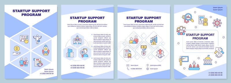 Startup Support Program Purple Brochure Template Stock Vector ...