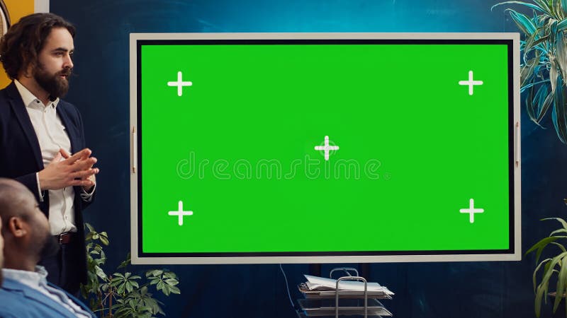 Startup Team Using Greenscreen Interactive Board in a Strategy Workshop ...