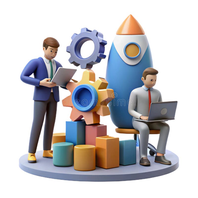 Startup Team Working 3D stock illustration. Illustration of ...