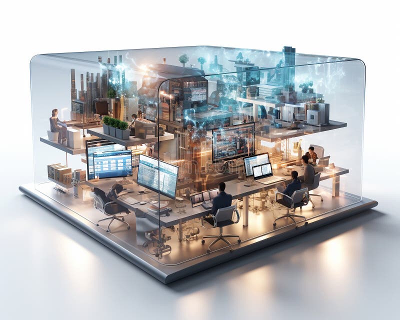 Startup Team Working in the Office Stock Illustration - Illustration of ...