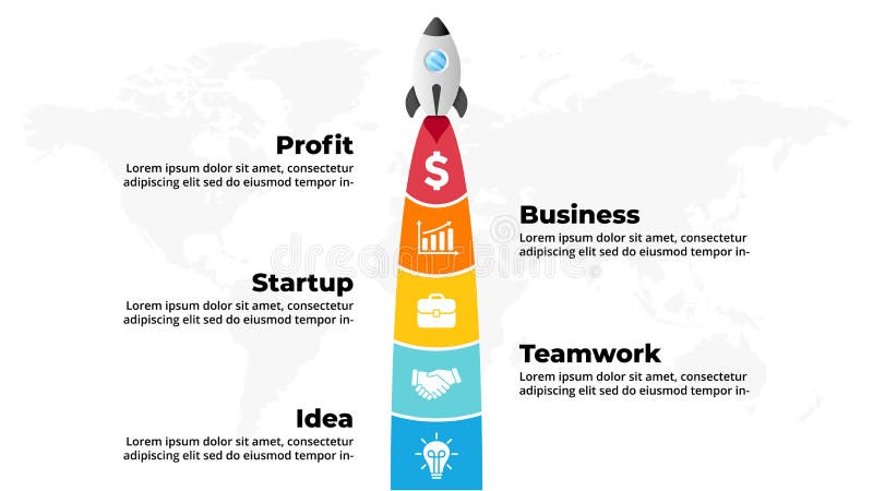 Startup Vector Infographic. Rocket Launch. Presentation Slide Template ...