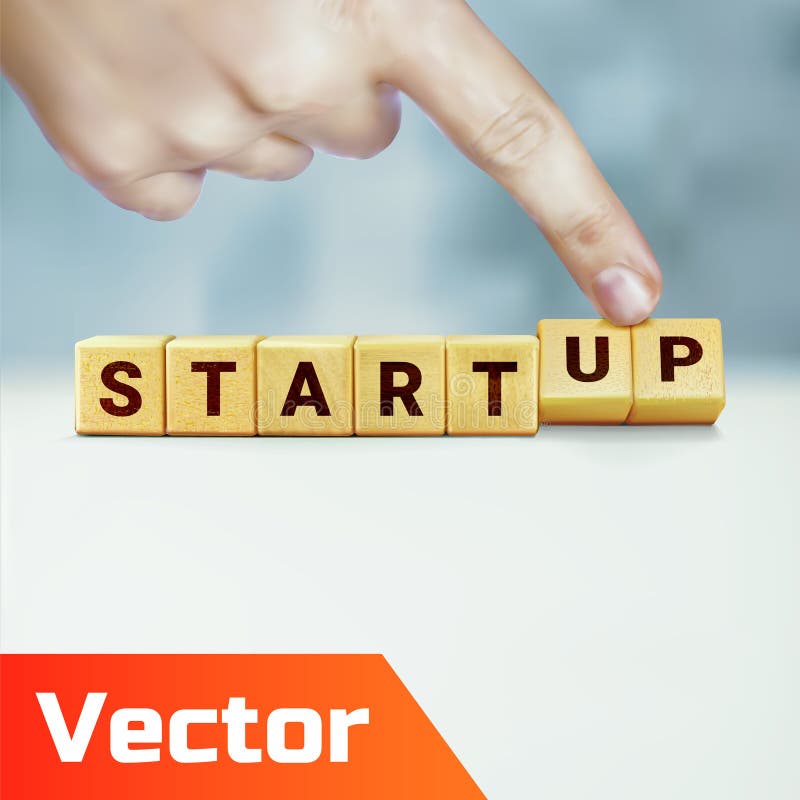 STARTUP - Wooden Cube Blocks with Word. Startup Concept Stock Vector ...