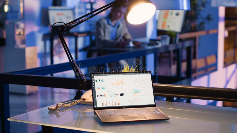 Startup Worker Typing Financial Data Report on Screen Stock Image ...