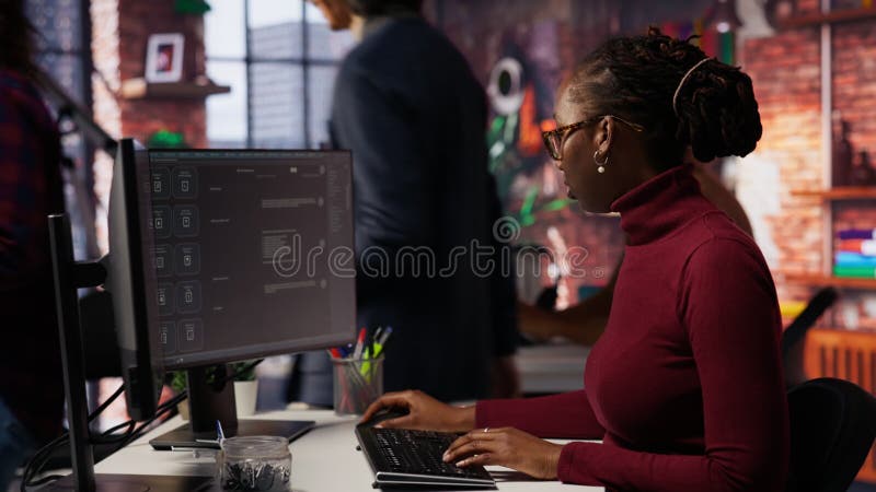 Startup Worker Using Ai Llm Chatbot To Get Help With Coding Tasks Stock Video Video Of Coding