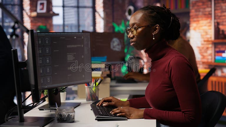 Startup Worker Using AI LLM Chatbot To Get Help with Coding Tasks Stock ...