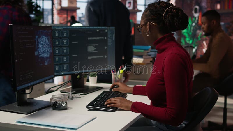 Startup Worker Using Ai Llm Chatbot To Get Help With Coding Tasks Stock Video Video Of Code