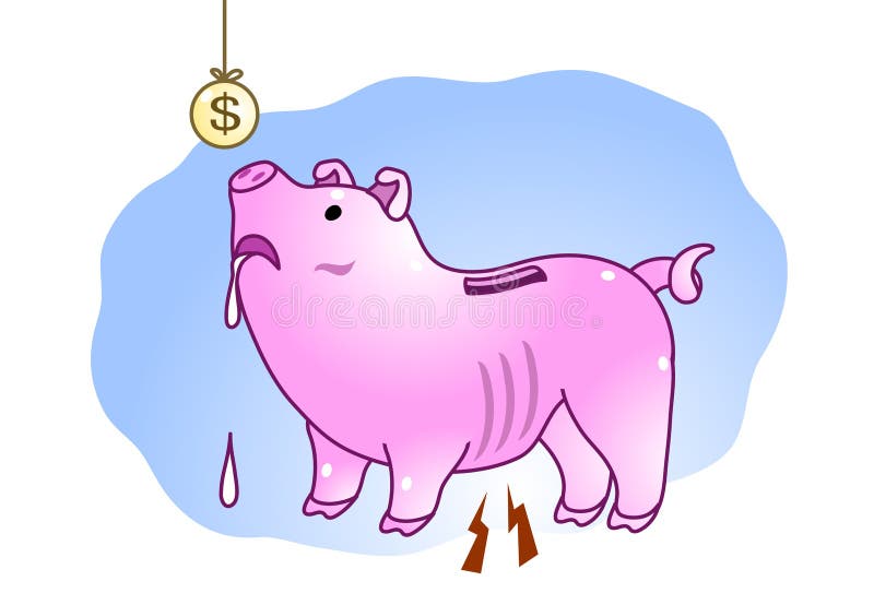 Starving Piggy Bank stock illustration. Illustration of poverty - 11636729