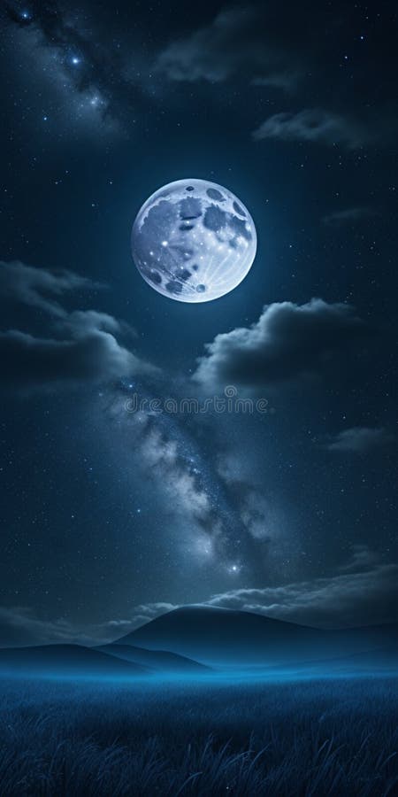 Stary Night with Mystical Moonlight Stock Photo - Image of midnight ...