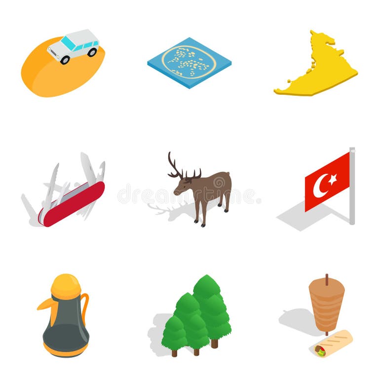 State Affiliation Icons Set, Isometric Style Stock Vector ...