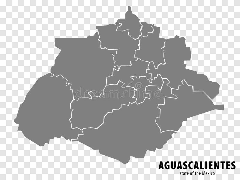 State Aguascalientes of Mexico Map on Transparent Background. Blank Map ...