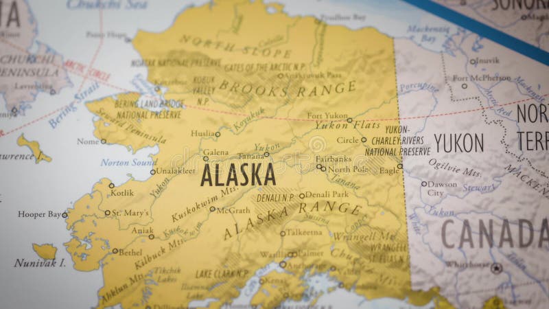 State of Alaska, USA on the Border with Canada Shown on a Geography Map ...