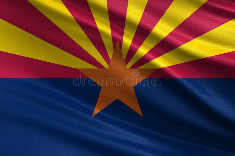 Arizona Flag with Fabric Texture, Official Colors, 3D Illustration ...