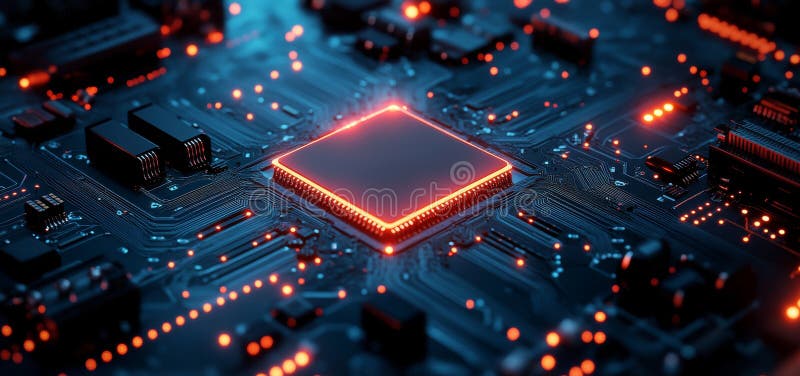 State-of-the-art AI Supercomputer Chip, Detailed Glowing Transistors ...