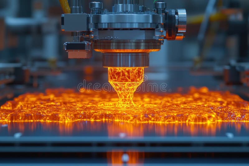 Advanced 3D Printing Technology Producing Vibrant Molten Material in a ...