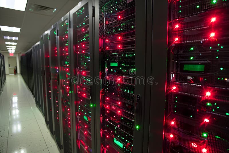 Powerful Data Center Network Infrastructure with Red and Green Lights ...