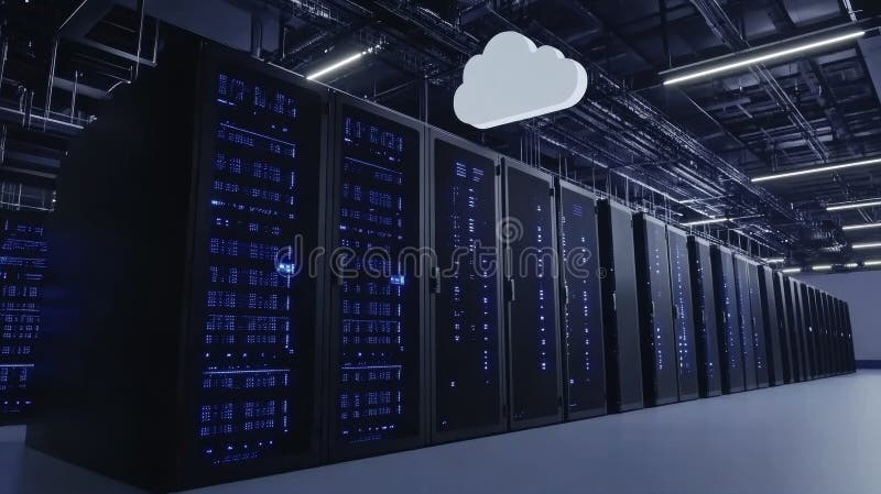 A State-of-the-art Data Center with Servers and a Cloud Icon for Cloud ...