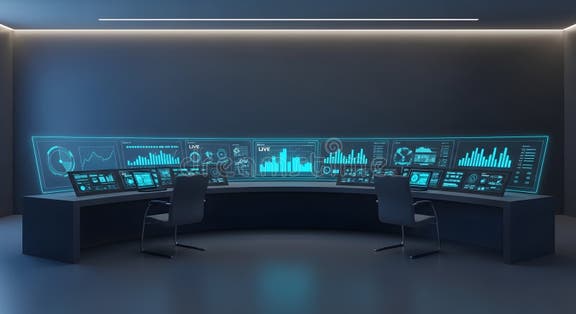 Futuristic Command Center: Data Visualizations and Modern Interface Technology Stock Photo ...