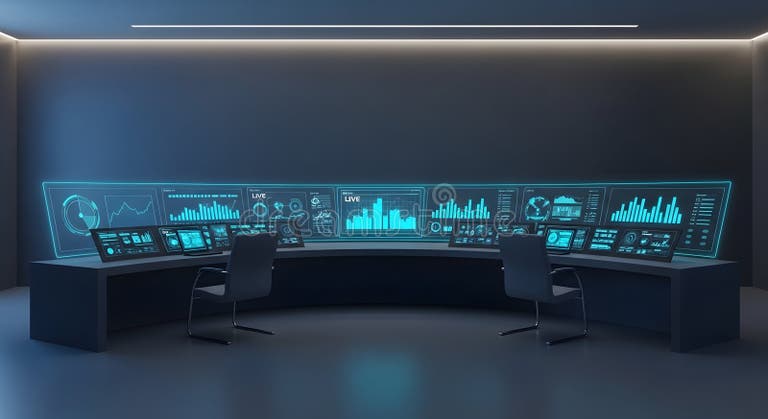 Futuristic Command Center: Data Visualizations and Modern Interface ...