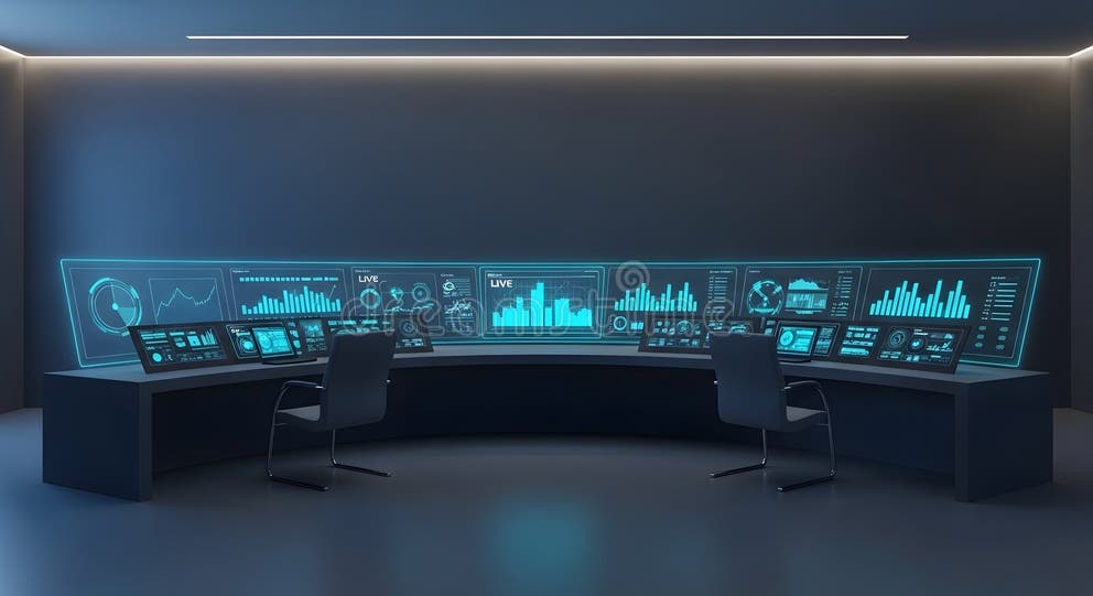 Futuristic Command Center: Data Visualizations and Modern Interface ...