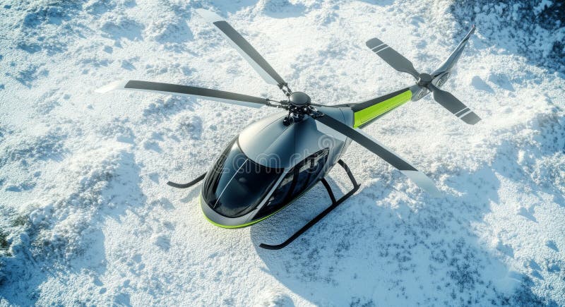 A State-of-the-art Helicopter is Parked on a Snow-covered Plain, Ready ...